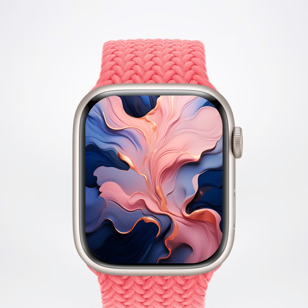 3D Pastel Waves Apple Watch Wallpaper, Gold Glitter Smartwatch ...