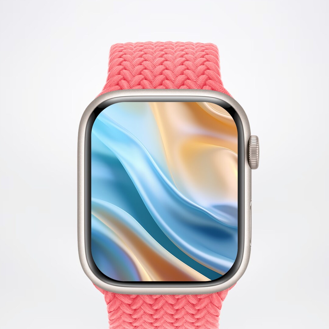 3D Pastel Waves Apple Watch Wallpaper, Gold Glitter Smartwatch ...