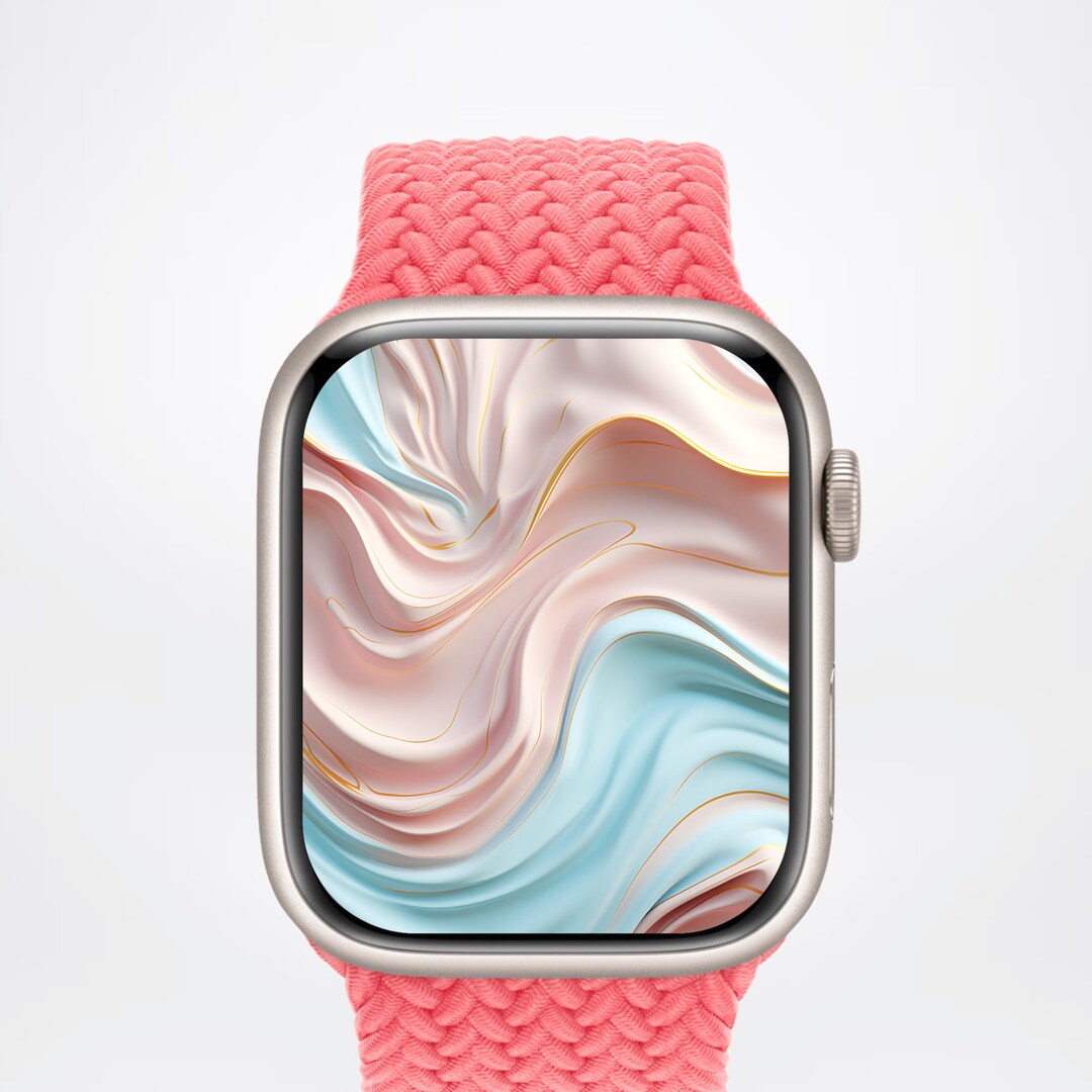 3D Pastel Waves Apple Watch Wallpaper, Gold Glitter Smartwatch ...