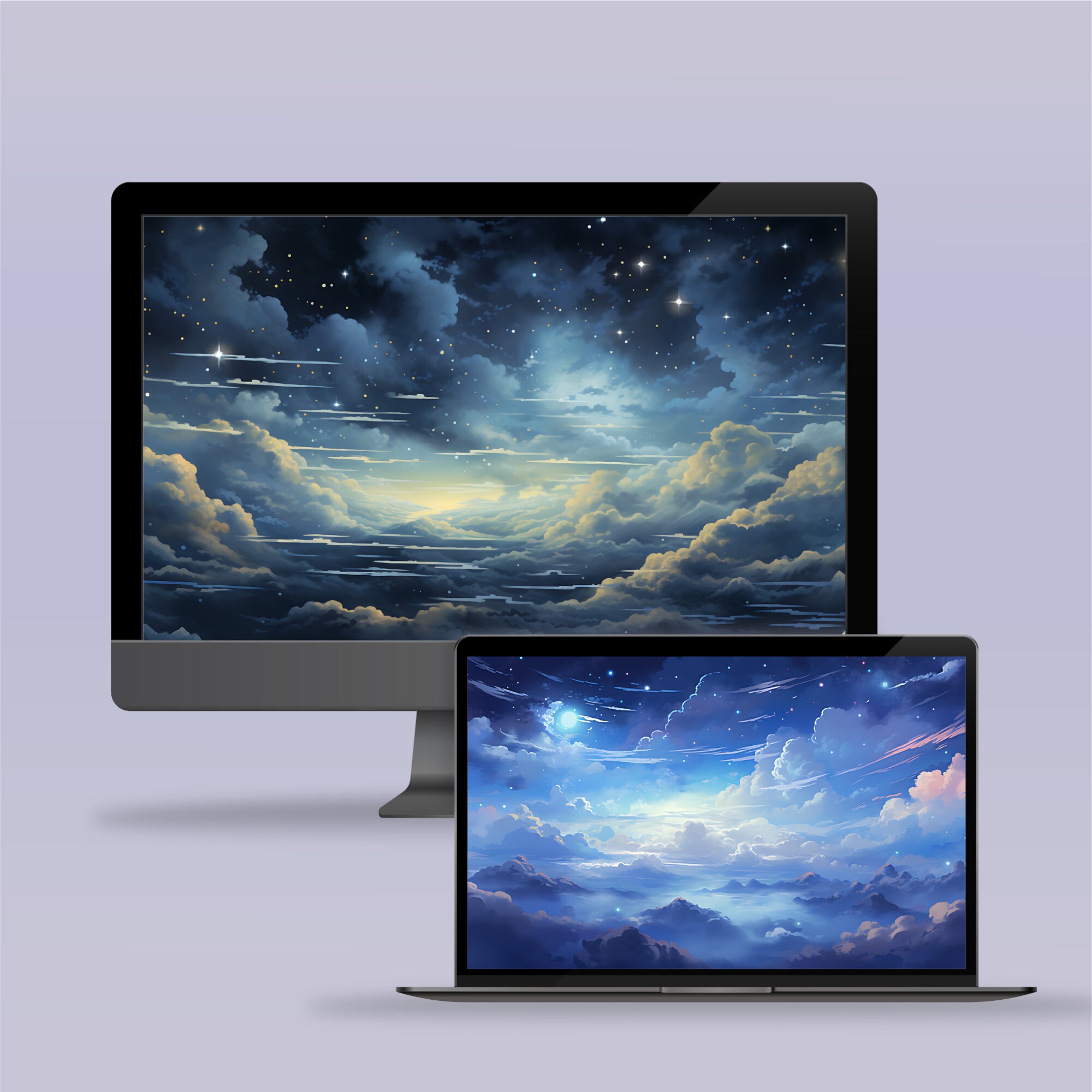 Blue Clouds Studio Ghibli Anime Wallpaper Cute Wallpaper Digital ...