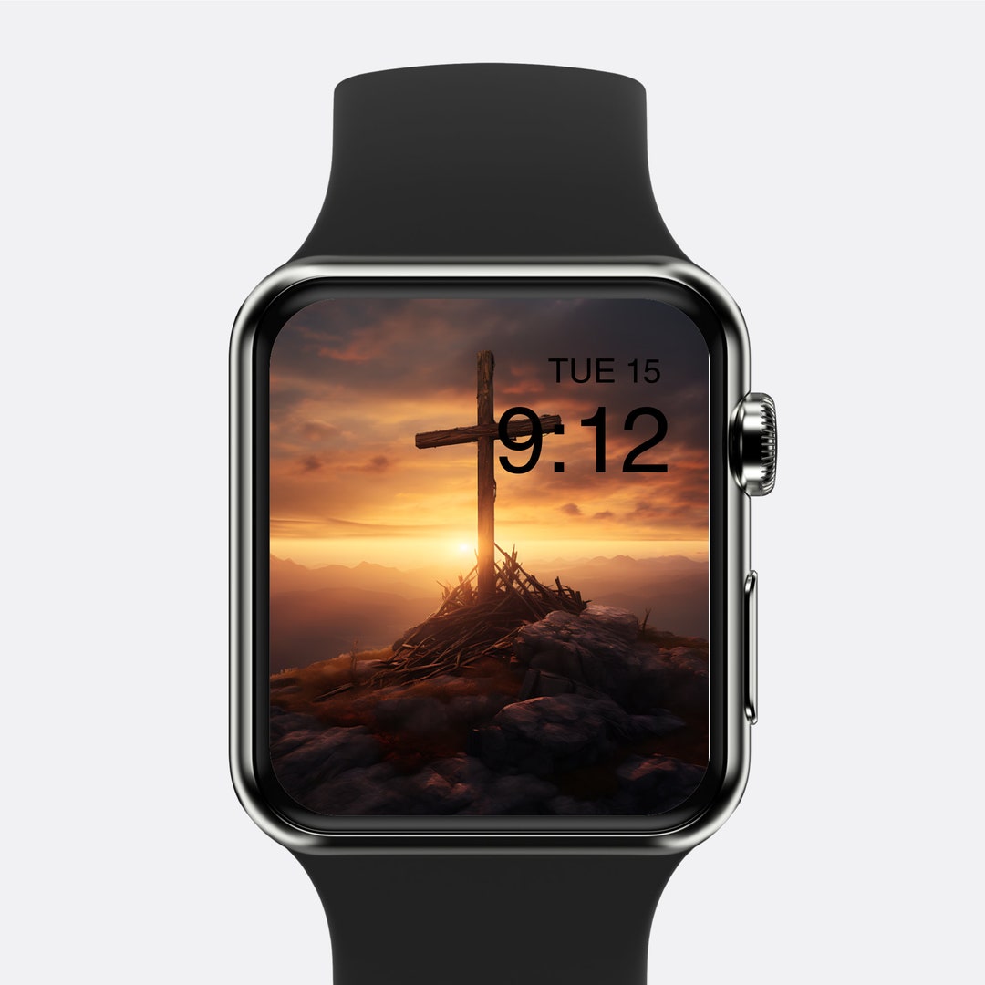 Christian Cross Sunset Apple Watch Wallpaper Religious Watch Face ...