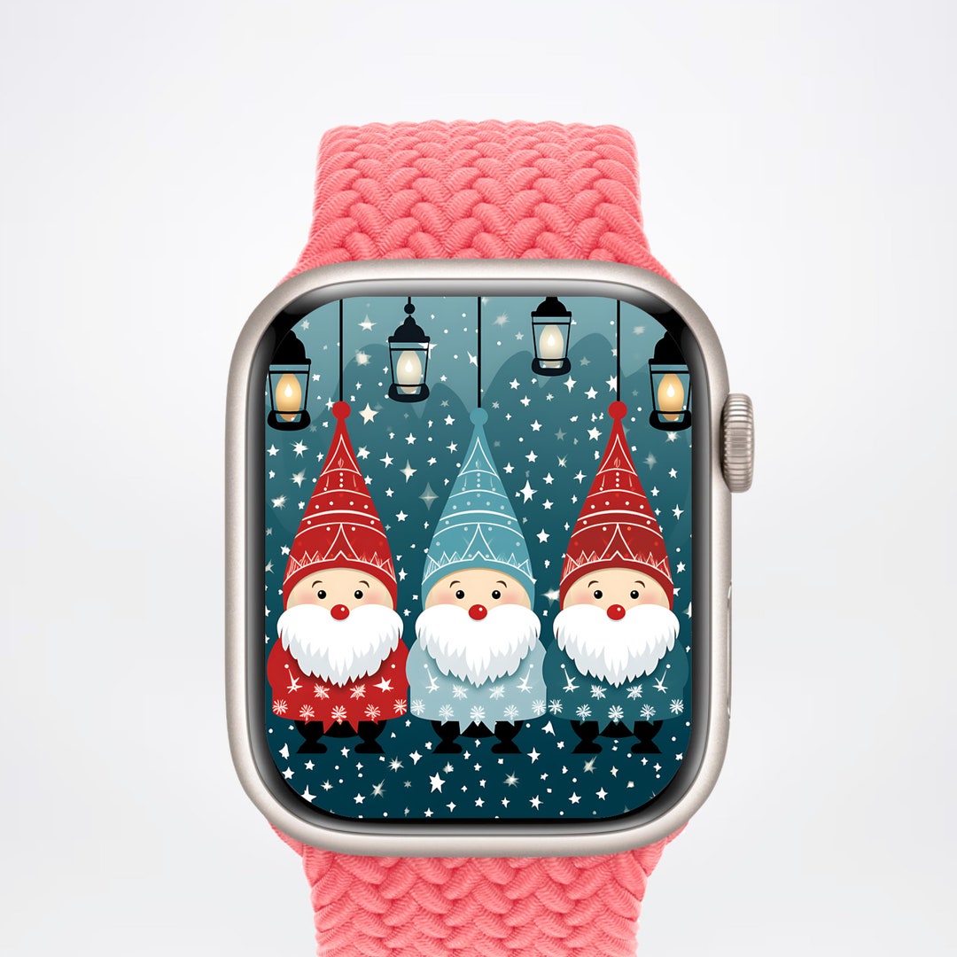 Santa Gnomes Apple Watch Wallpaper Christmas Smartwatch Background ...