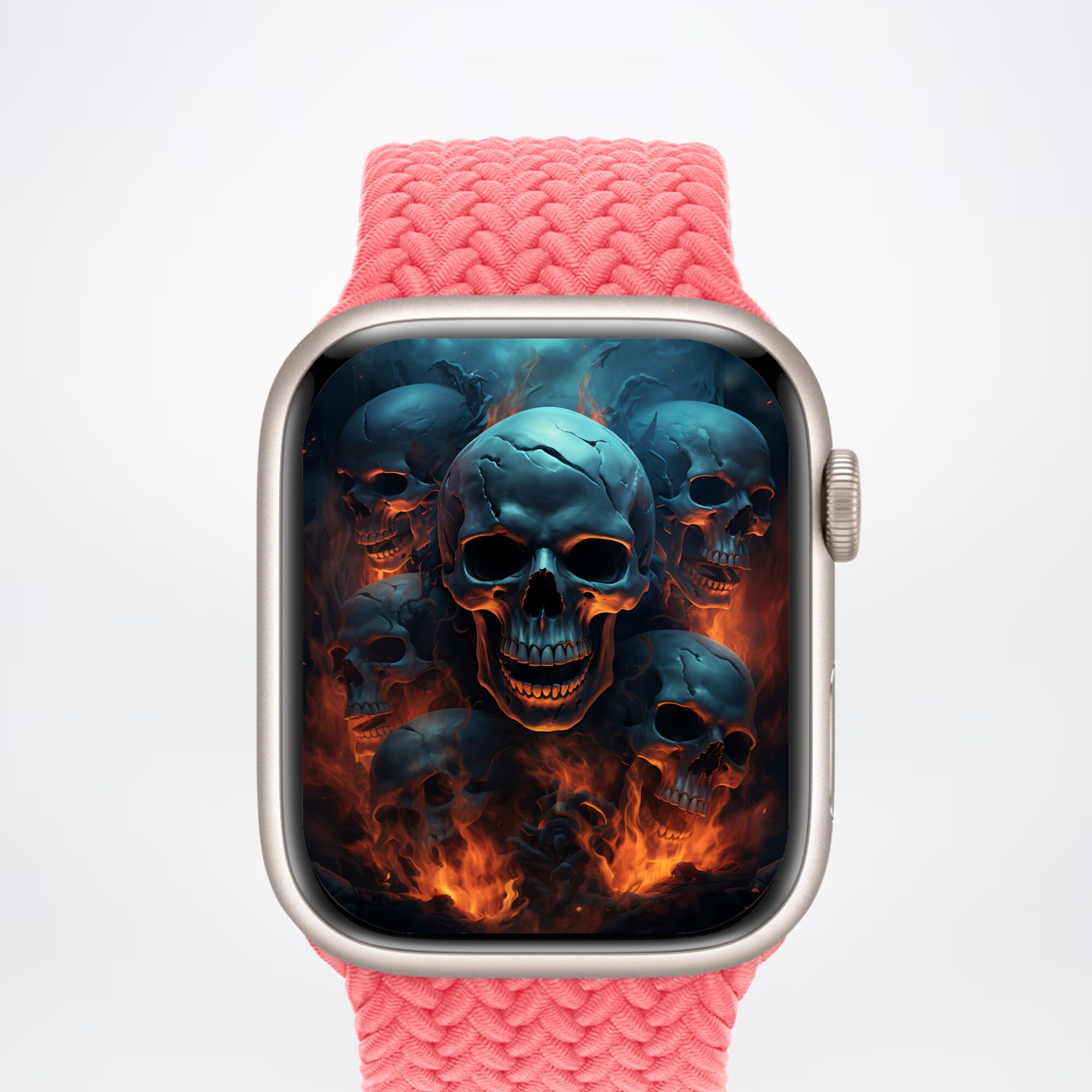 Skull Flame Smoke Apple Watch Wallpaper, Fall Smartwatch Background ...