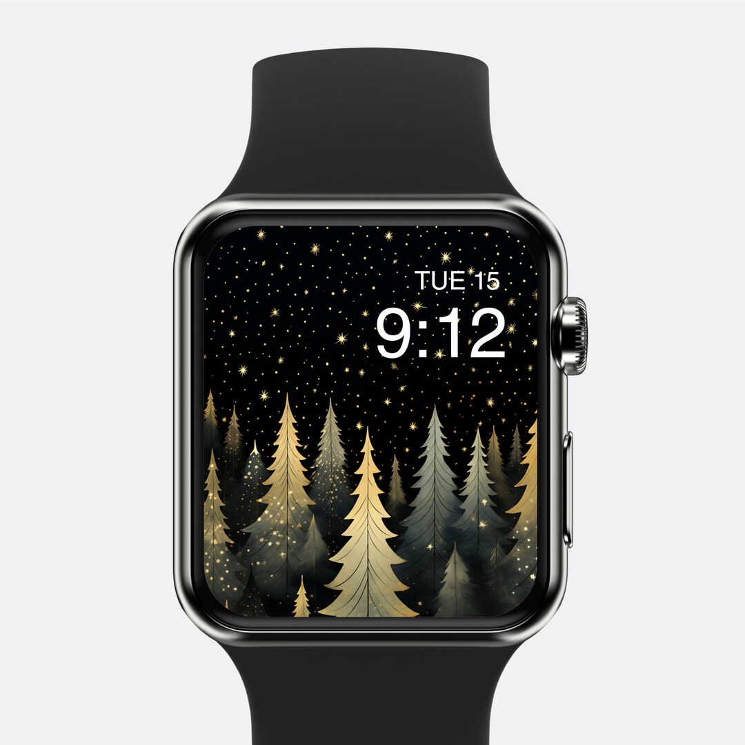 Christmas Apple Watch Wallpaper Winter Watch Background Black Gold Xmas ...