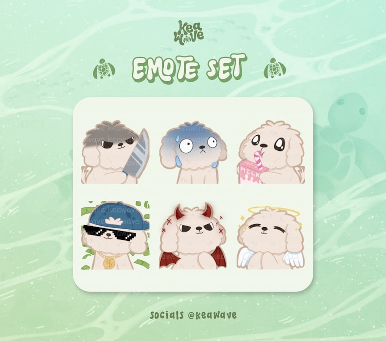 EMOTES • White Dog Emotes • 6 Cute Puppy Emotes • Shih Tzu, Havanese ...