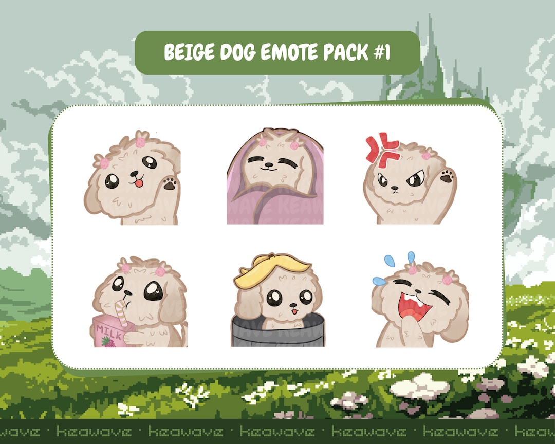 BEIGE DOG EMOTES 6 Cute Beige Dog Emotes Pack 1 Kawaii - Etsy