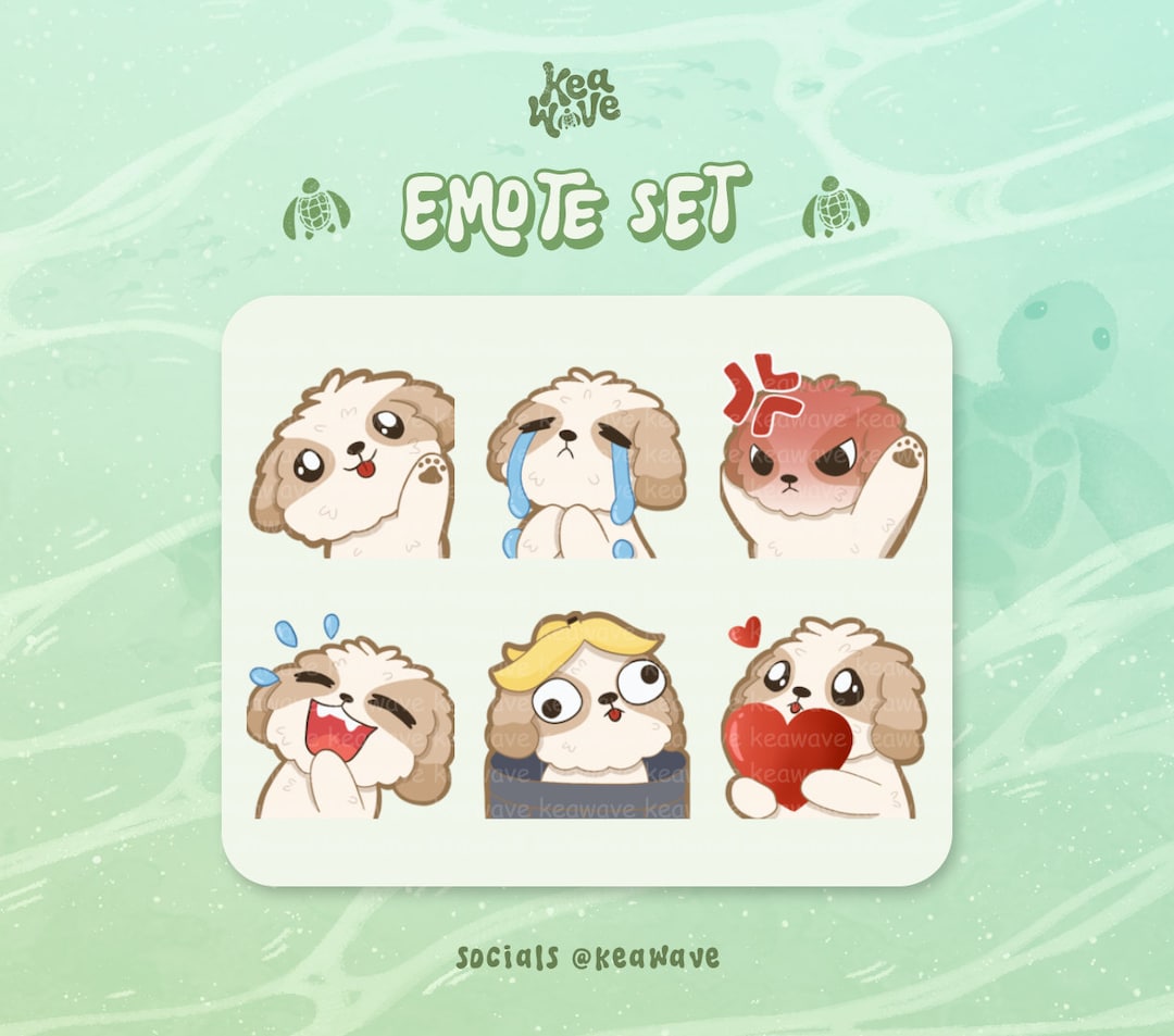EMOTES • Beige & White Dog Emotes • 6 Cute Puppy Emotes • Shih Tzu ...