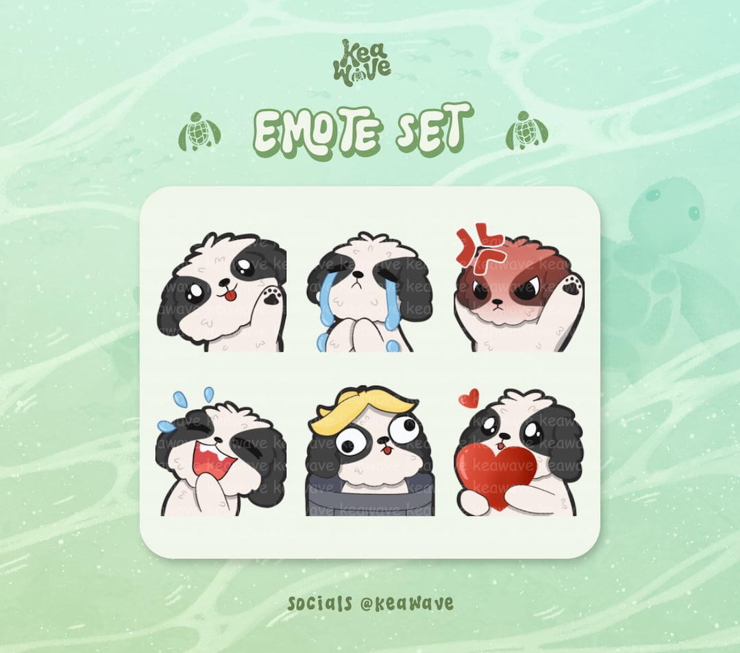 EMOTES • Black & White Dog Emotes #1 • 6 Cute Puppy Emotes • Shih Tzu ...