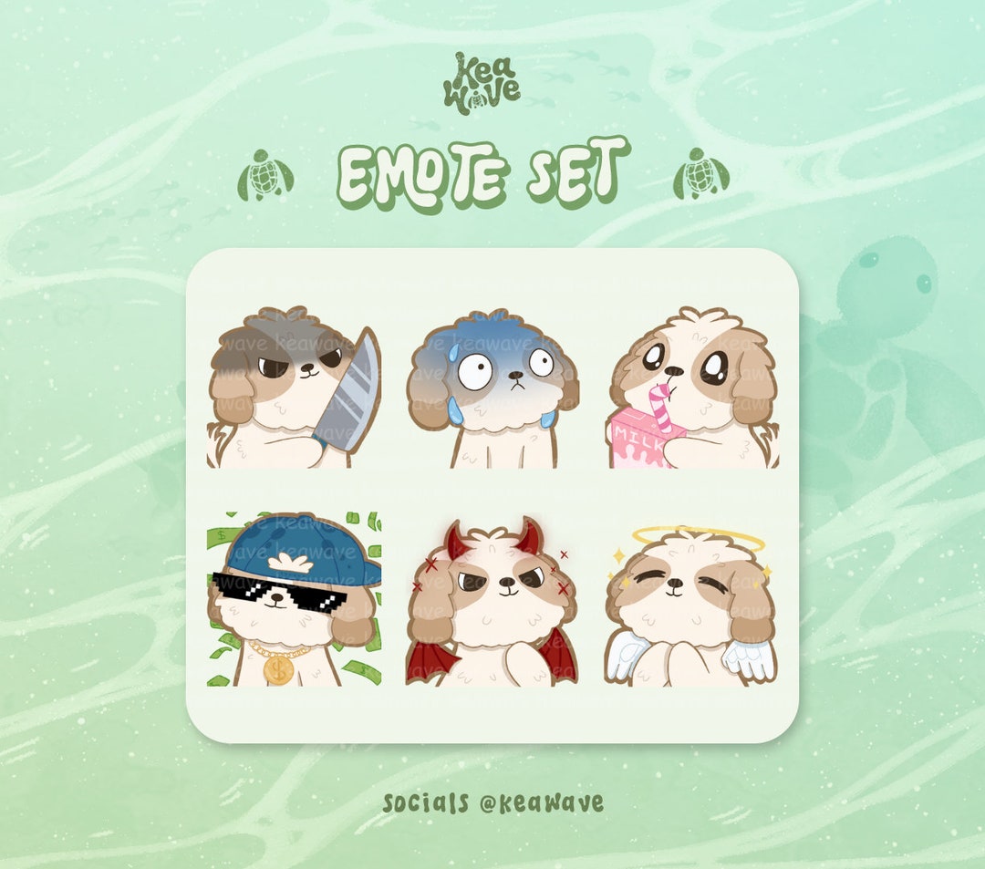 EMOTES • Beige & White Dog Emotes • 6 Cute Puppy Emotes • Shih Tzu ...