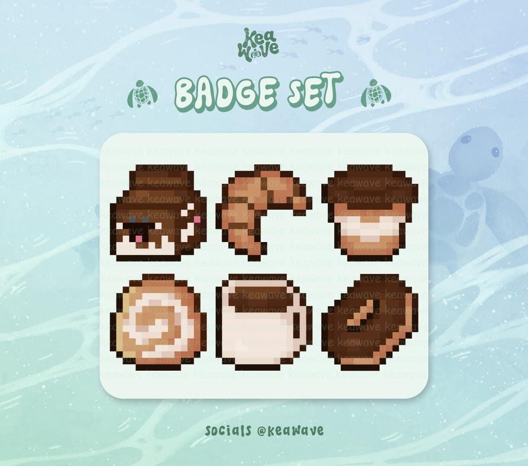 BADGES • Cafe Badges • 6 Cute Cafe Sub/bit Badges • Coffee, Pastry ...