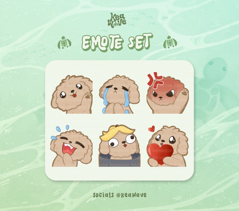 EMOTES • Beige Dog Emotes #1 • 6 Cute Puppy Emotes • Shih Tzu, Havanese ...