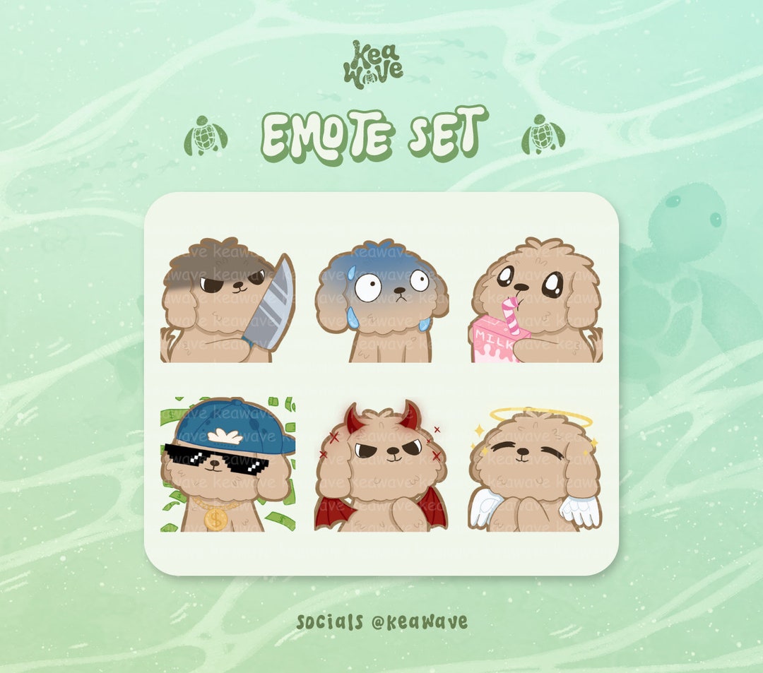 EMOTES • Beige Dog Emotes #2 • 6 Cute Puppy Emotes • Shih Tzu, Havanese ...
