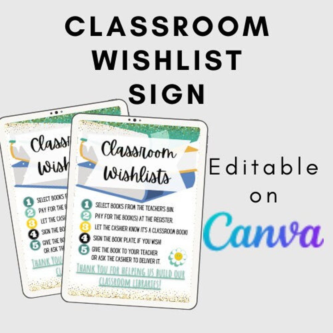 EDITABLE Book Fair Teacher Wishlist Sign - Etsy