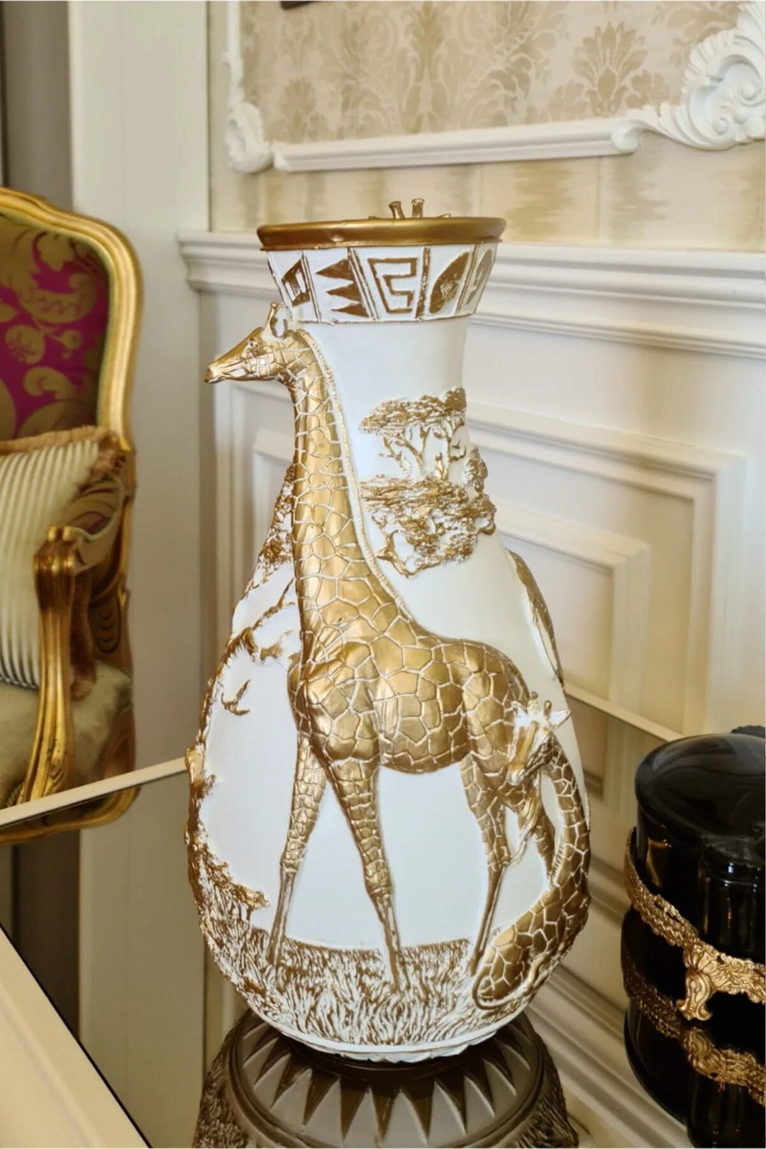 Giraffe Figured Safari Tall Vase 17" Luxury Modern Special Design ...