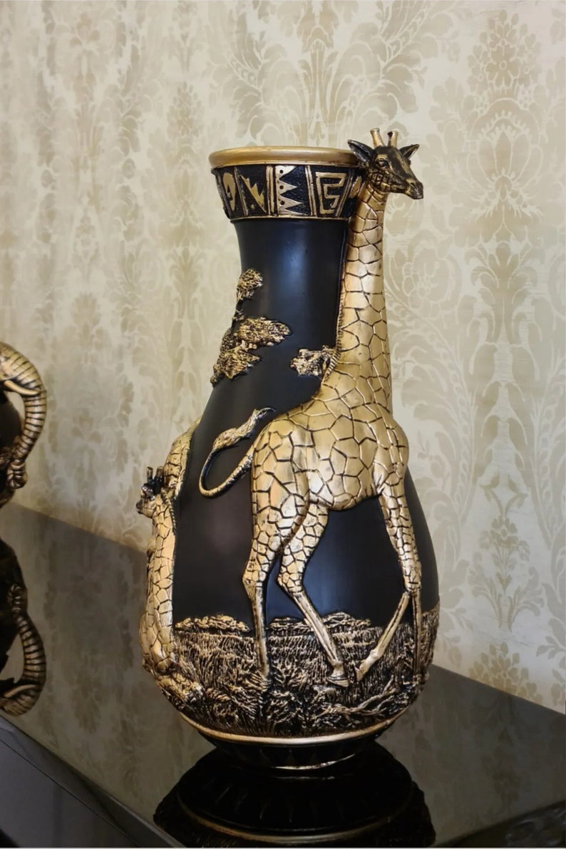 Giraffe Figured Safari Tall Vase 17" Luxury Modern Special Design ...