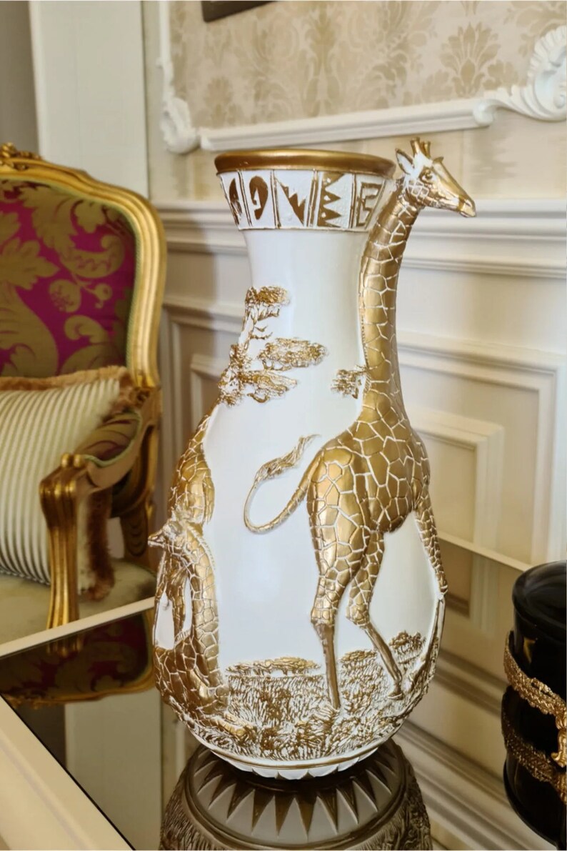 Giraffe Figured Safari Tall Vase 17" Luxury Modern Special Design ...