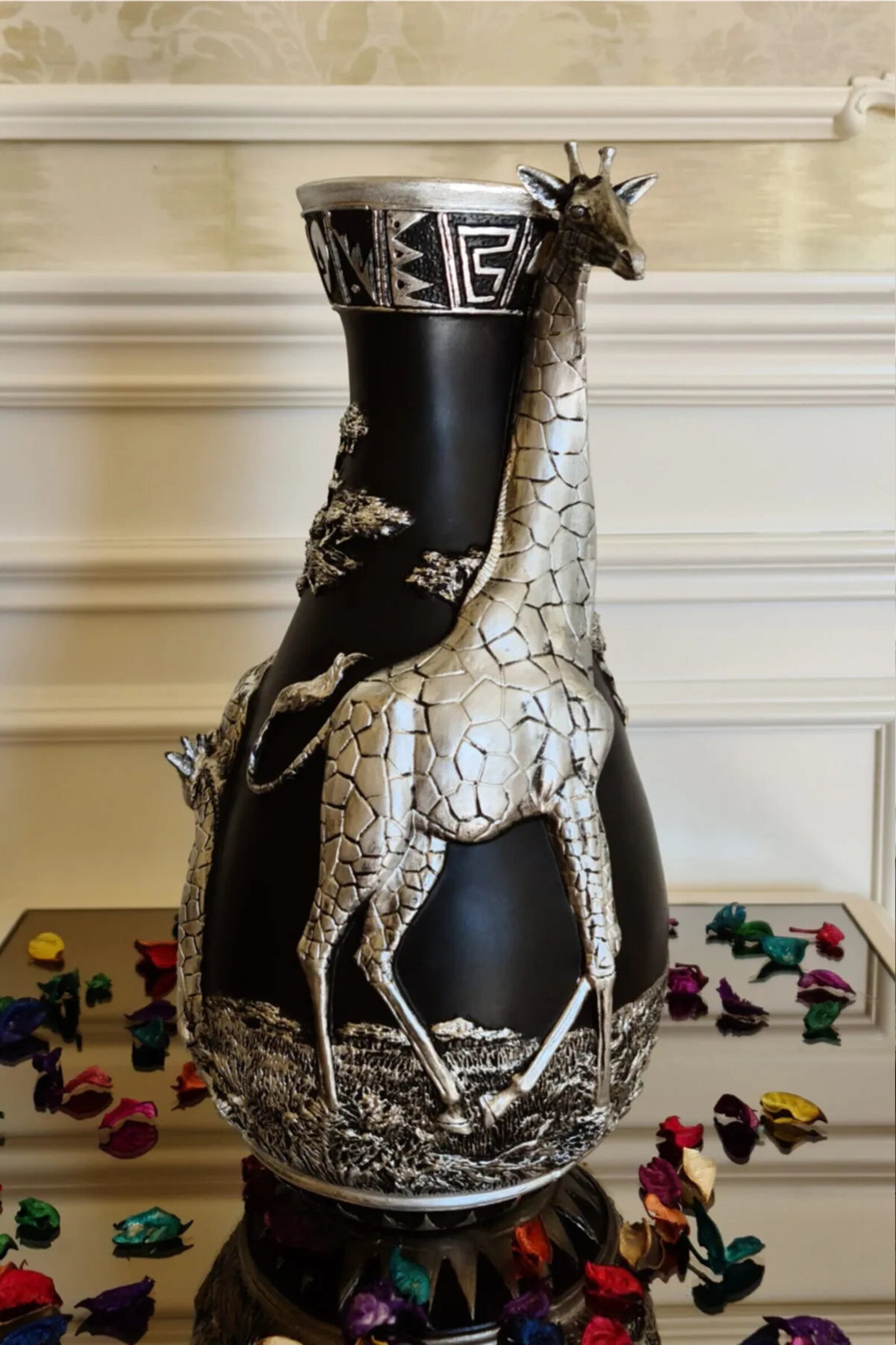 Giraffe Figured Safari Tall Vase 17 Luxury Modern Special Design ...