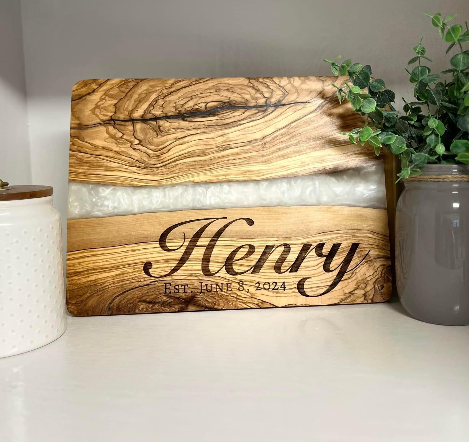 Olive Wood & Resin Sign - Etsy
