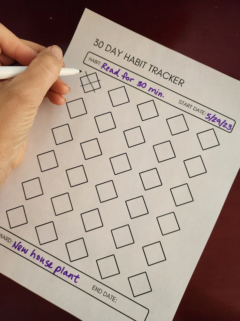 Habit Tracker Printable 30 Day and Weekly, 30 Day Challenge Printable ...