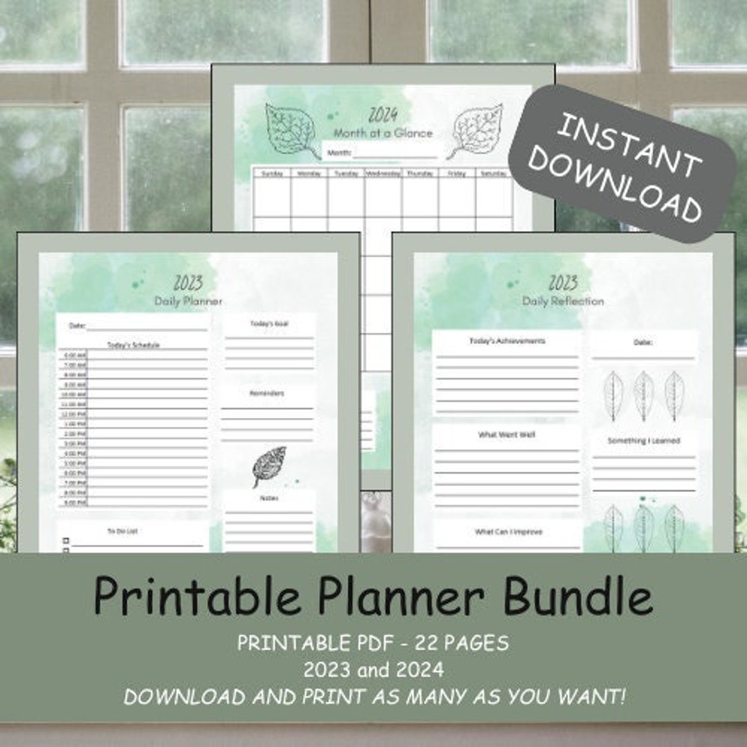 Personal Printable Planner Bundle 2023, 2024, Daily, Weekly, Monthly ...