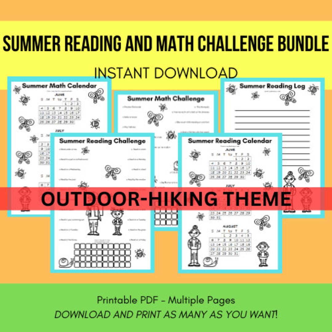 Summer Reading and Math Challenge Printable, Summer Planner, Prevent ...