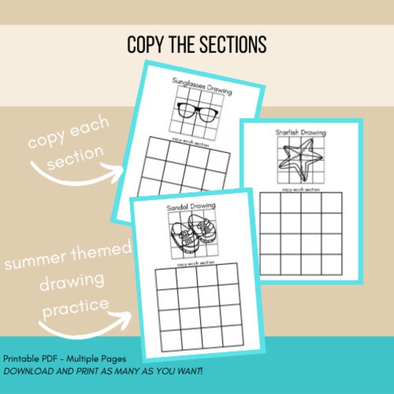 Summer Drawing Activity Bundle Printable, Trace and Color Printable ...