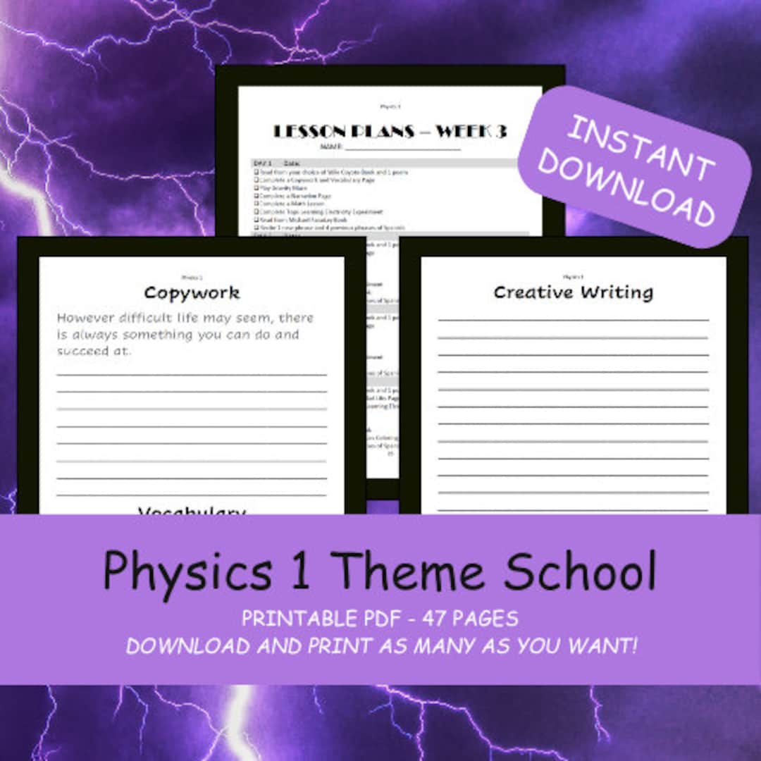 Physics 1 Themed All Subject Month Long Homeschool Curriculum - Etsy