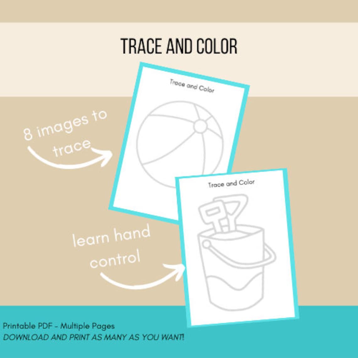 Summer Drawing Activity Bundle Printable, Trace and Color Printable ...