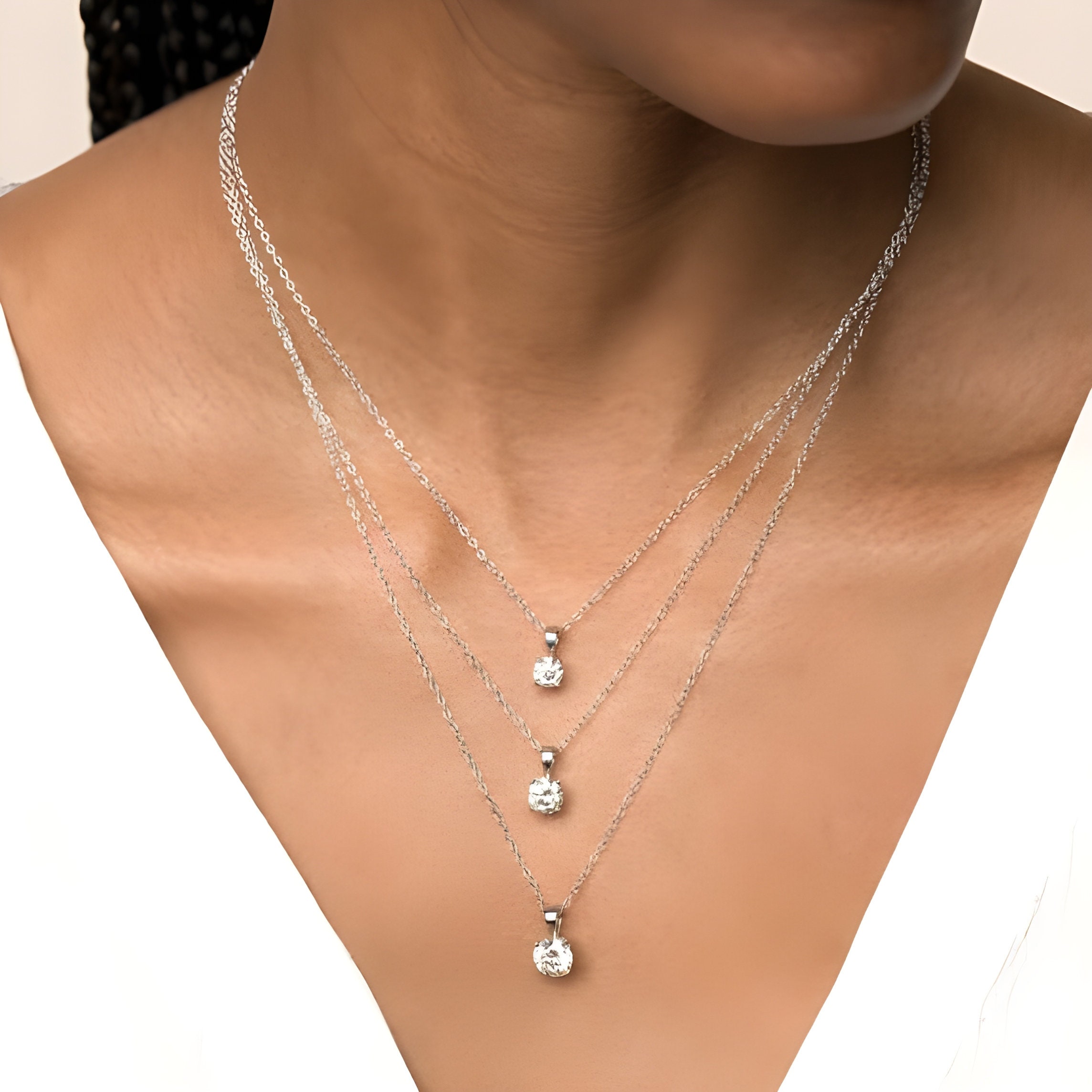 0.50 Carat Diamond Necklace, 14K Gold Lab Grown Diamond Necklace ...