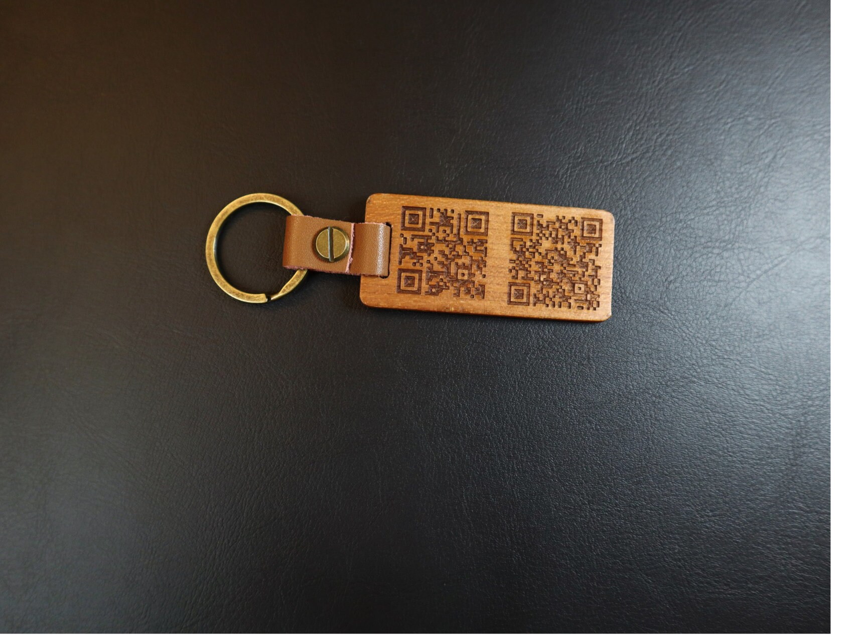 QR Code Engraved Wood Keychain, Custom QR Code Engraved Keyring ...