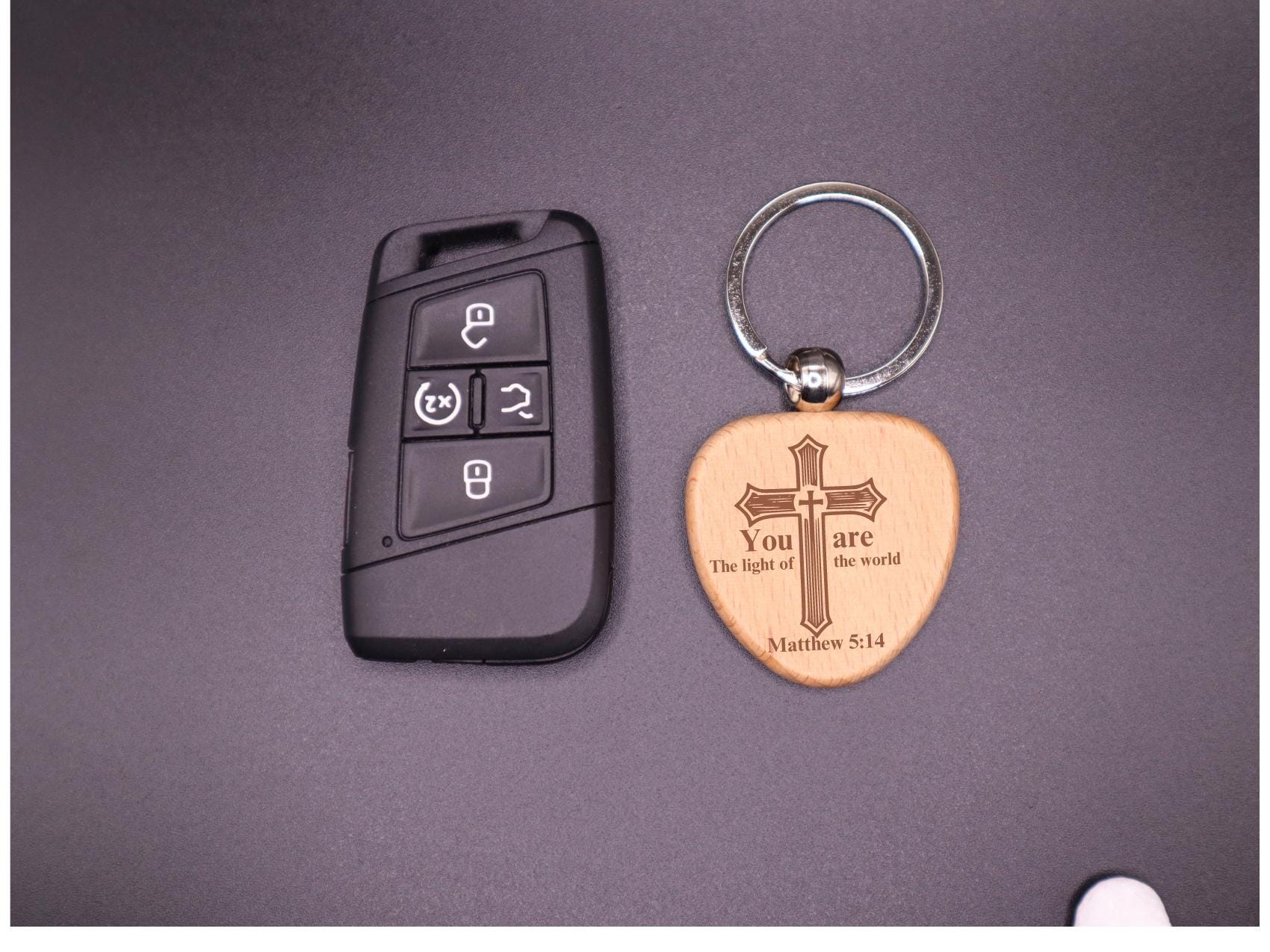 Customized Religious Christian Wooden Keychain Cross, Engraved ...