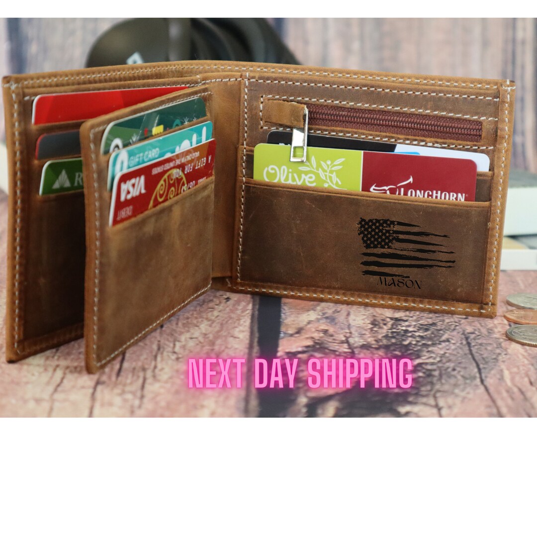 Patriotic Men's Wallet, Veteran's Gift for Him, Personalized American ...