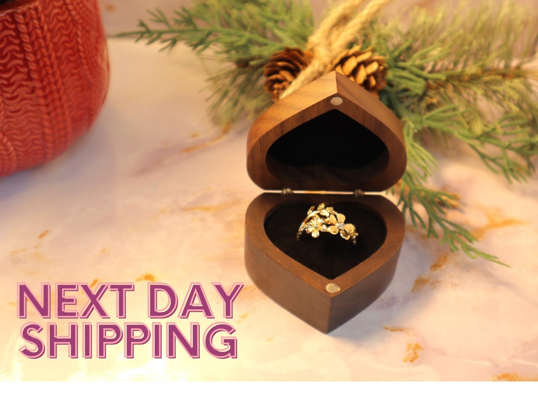 Personalized Heart Shaped Ring Box, Engraved Engagement Ring Box ...