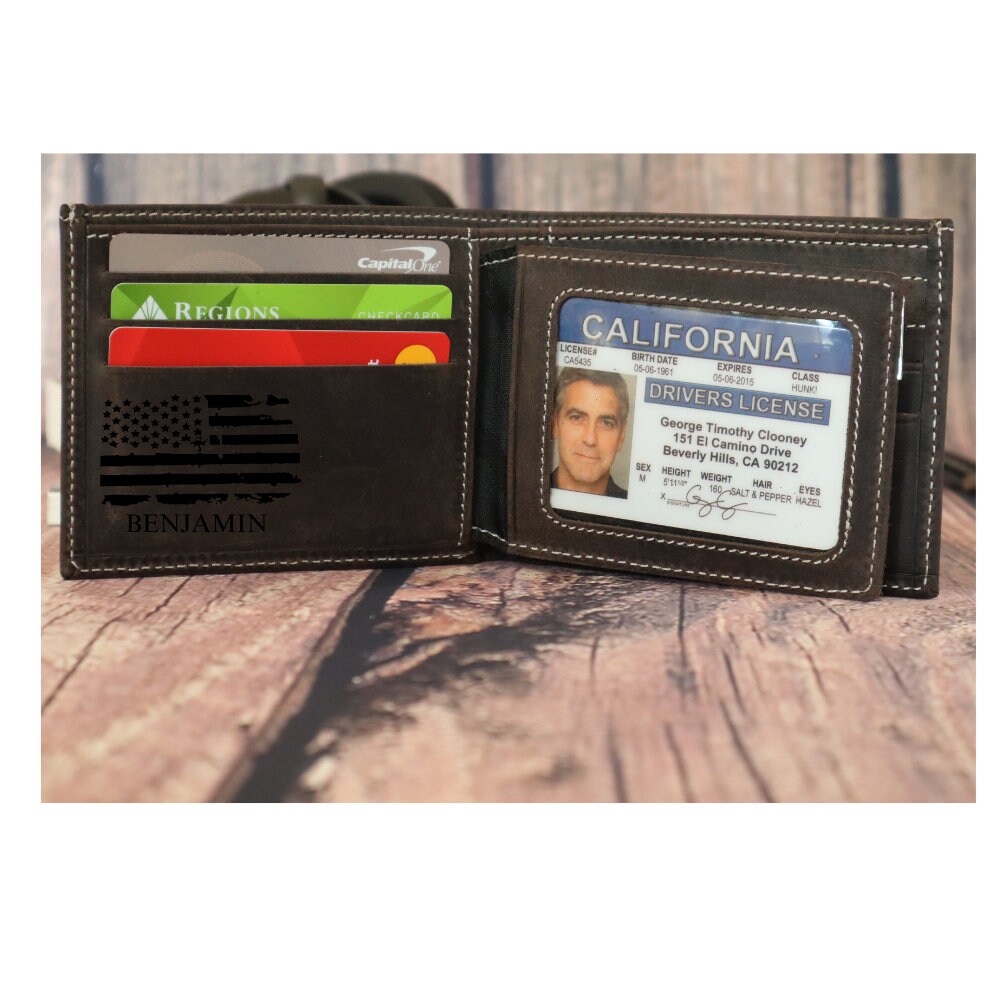 Patriotic Men's Wallet, Veteran's Gift for Him, Personalized American ...