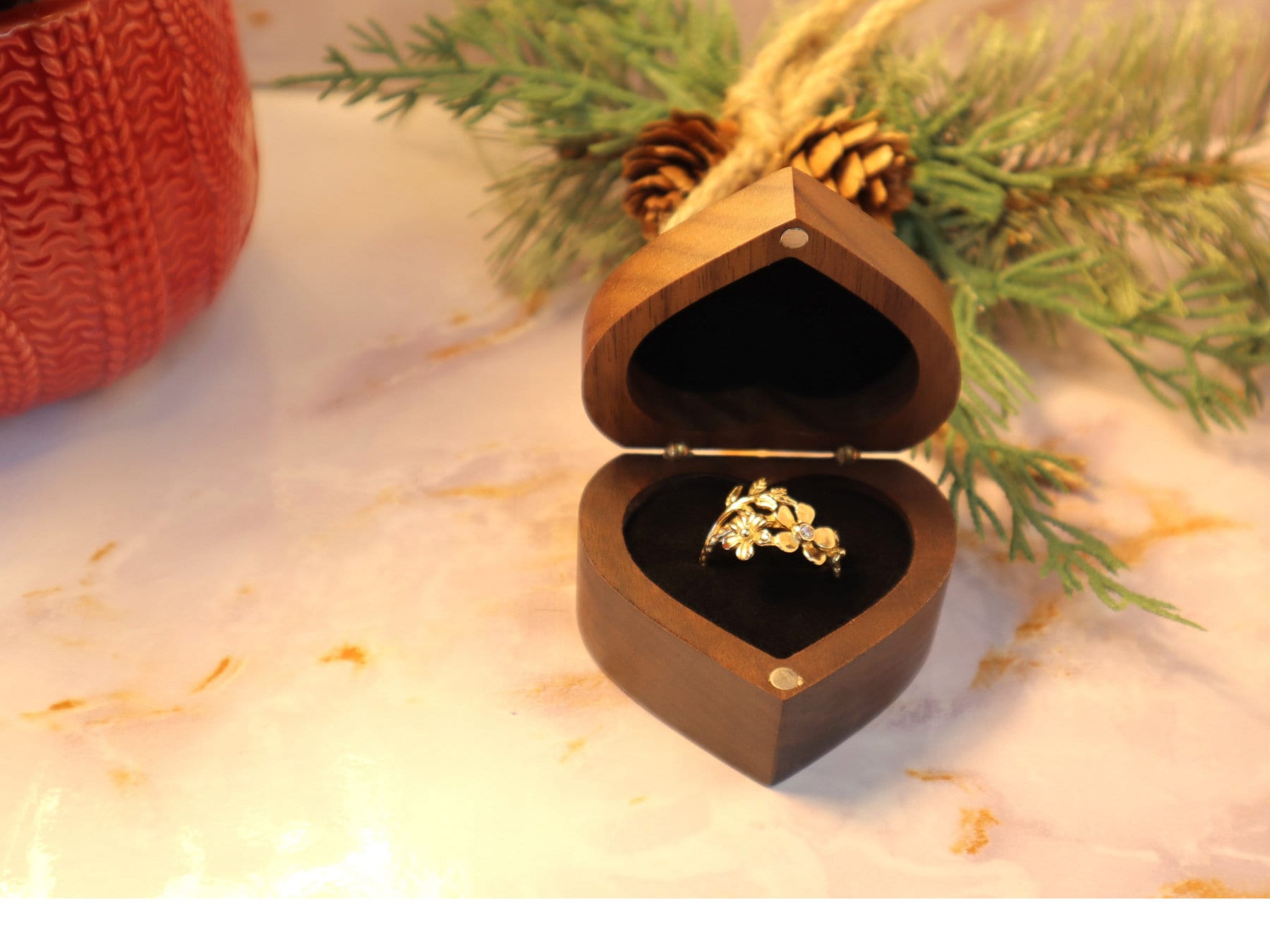 Personalized Heart Shaped Ring Box, Engraved Engagement Ring Box ...