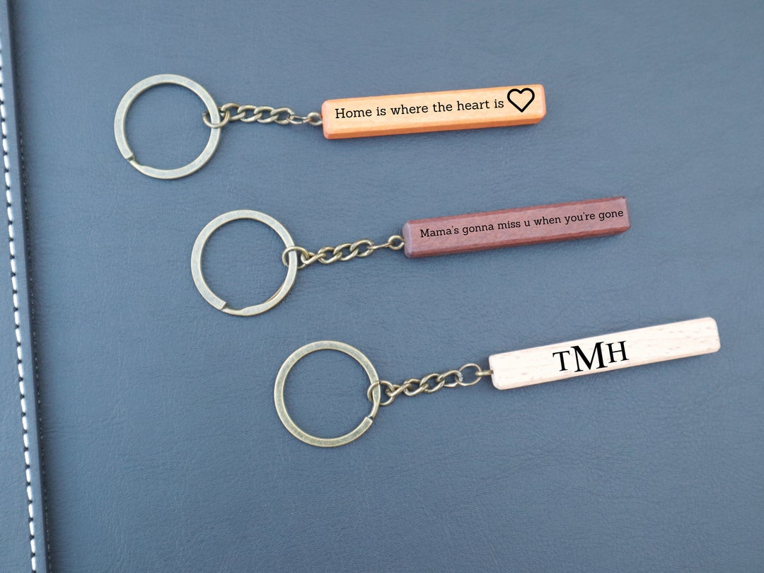 Personalized Wood Keychain Keepsake, Custom Engraved Keyring Token ...