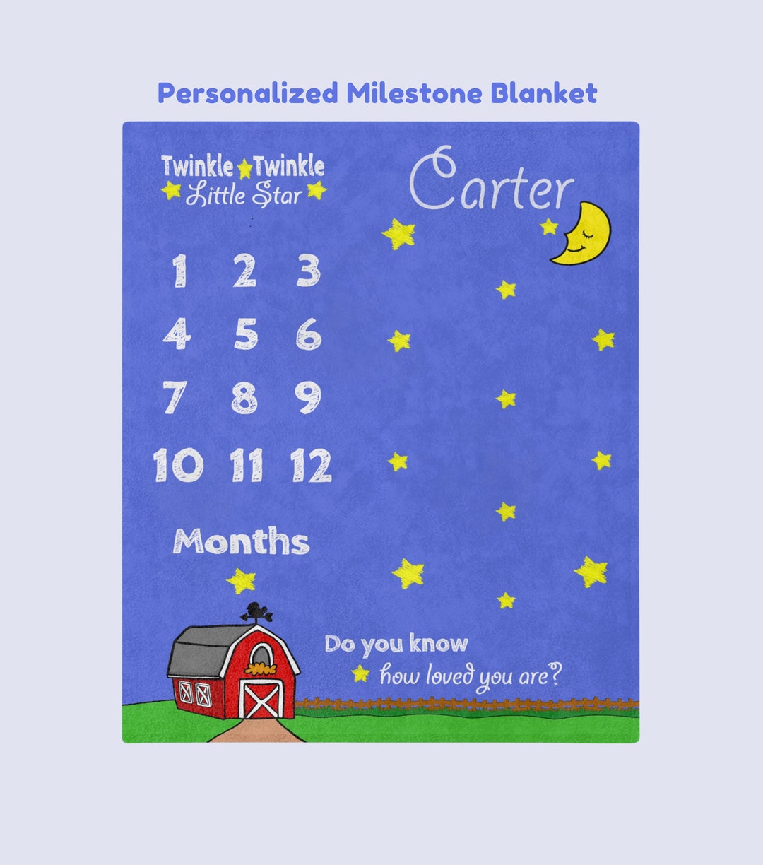 Personalize Monthly Farm Milestone Photo Blanket, Custom Name Newborn ...