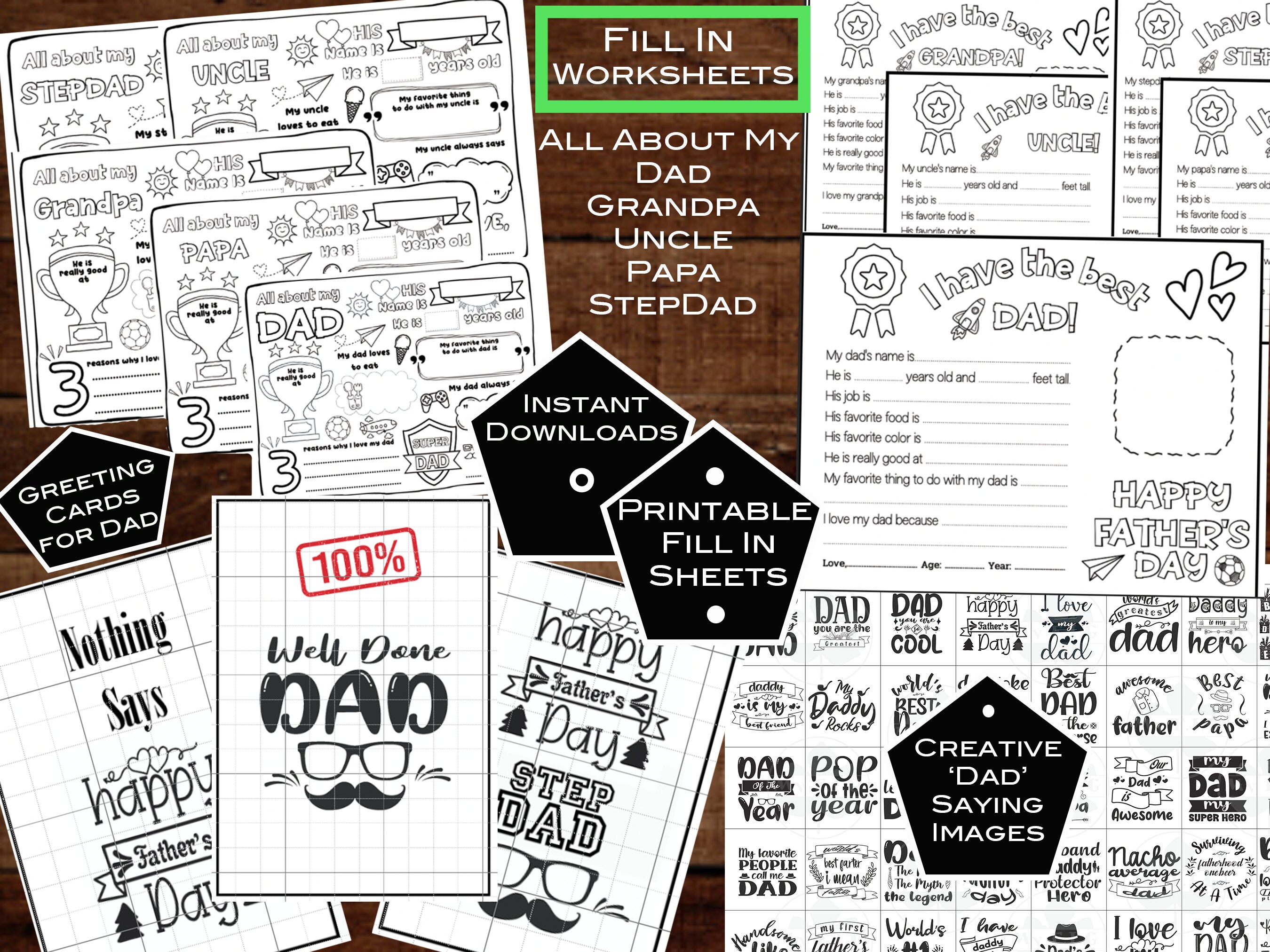 Dad Card Activity Coloring Printable All About Dad, Stepdad, Papa ...