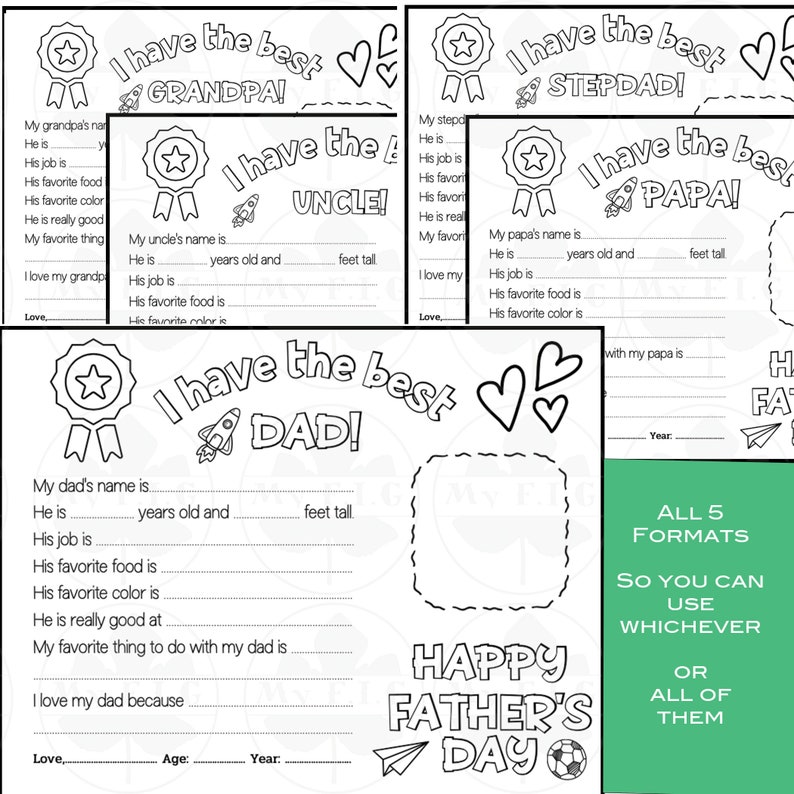 Dad Card Activity Coloring Printable All About Dad, Stepdad, Papa ...
