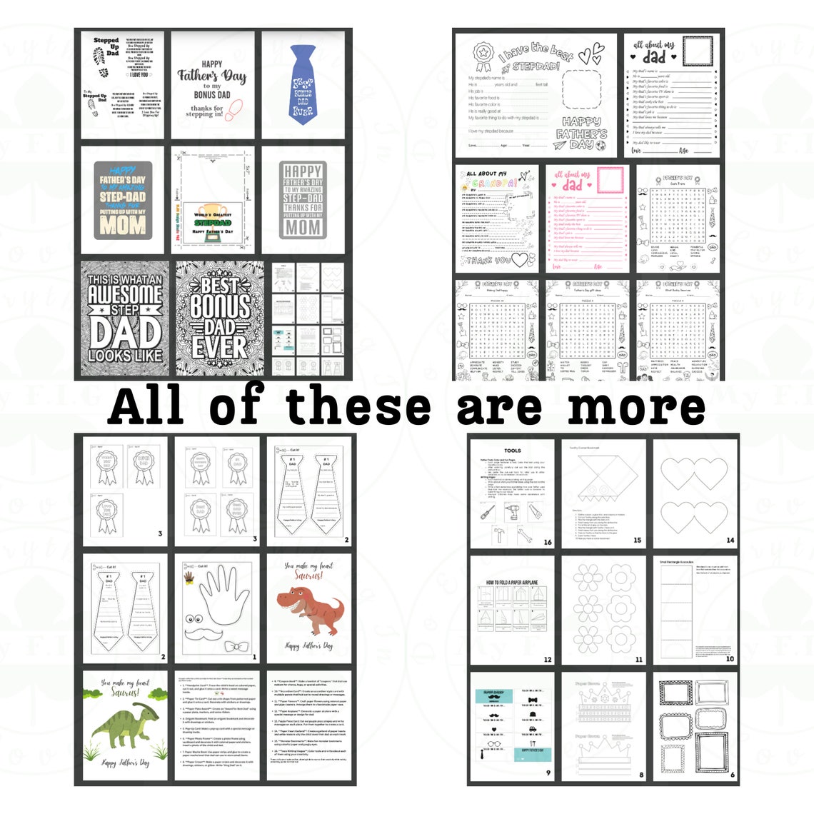 Dad Card Activity Coloring Printable All About Dad Instant Download ...