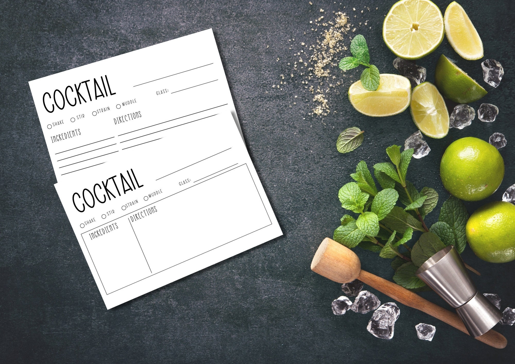 Cocktail Recipe Card Template 4x6 3x5 5x7 Signature Drink Canva Recipe ...