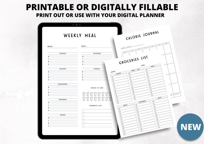 Daily Weekly Planner Bundle for Family Menu and Diet Meal Plan With ...