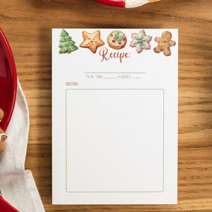 Christmas Cookies Recipe Card Template 4x6 3x5 5x7 Vertical Printable ...