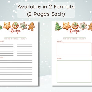 Christmas Cookies Recipe Card Template 4x6 3x5 5x7 Vertical Printable ...