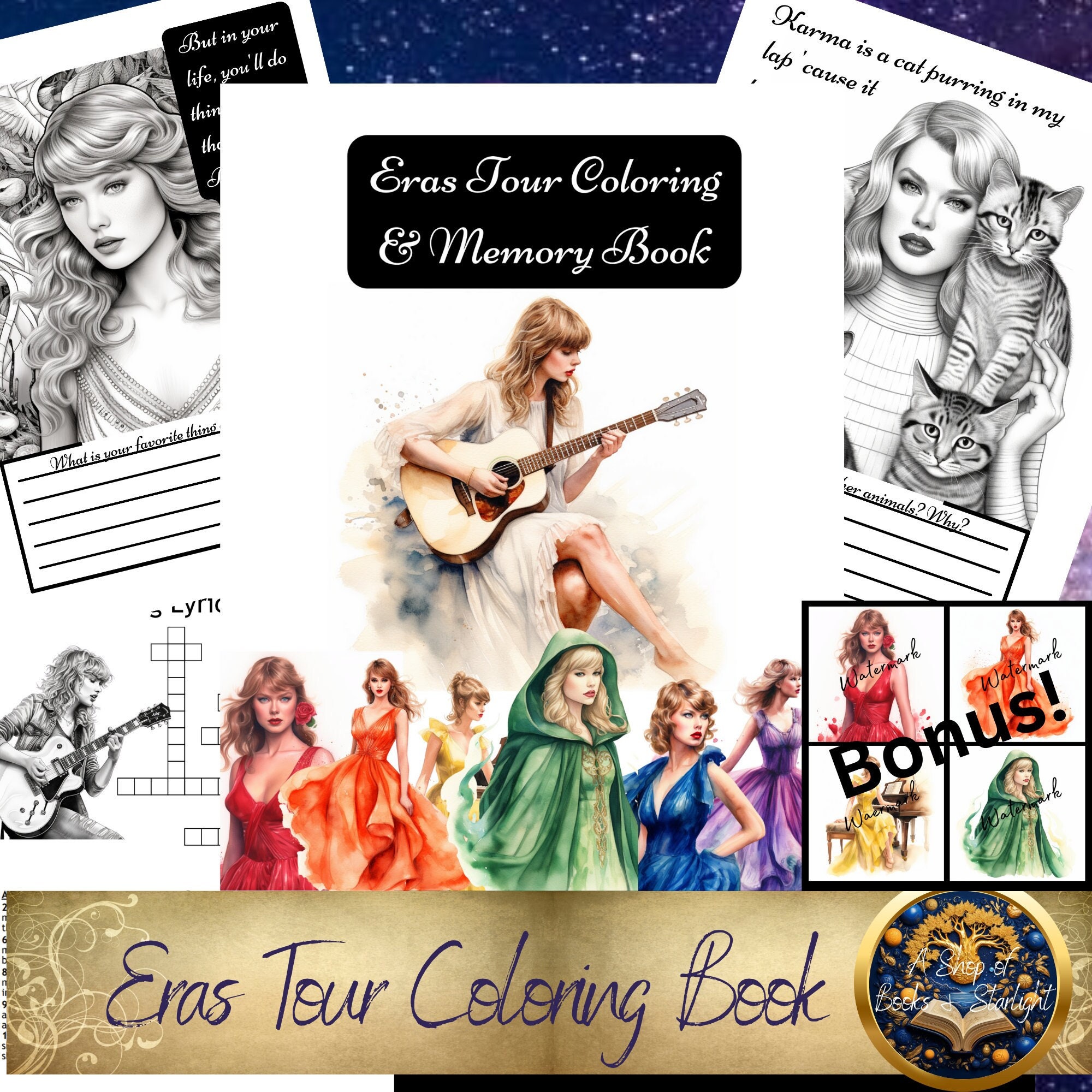 Taylor Swift Coloring Pages Journal and Eras Tour Keepsake Gift for ...