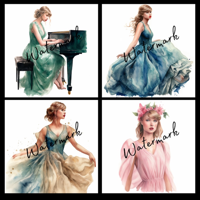 Taylor Swift Watercolor Prints for Cardmaking, Scrapbooking, Digital ...