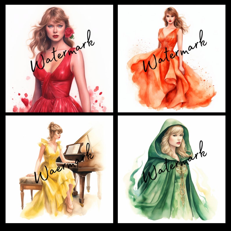 Taylor Swift Watercolor Prints for Cardmaking, Scrapbooking, Digital ...