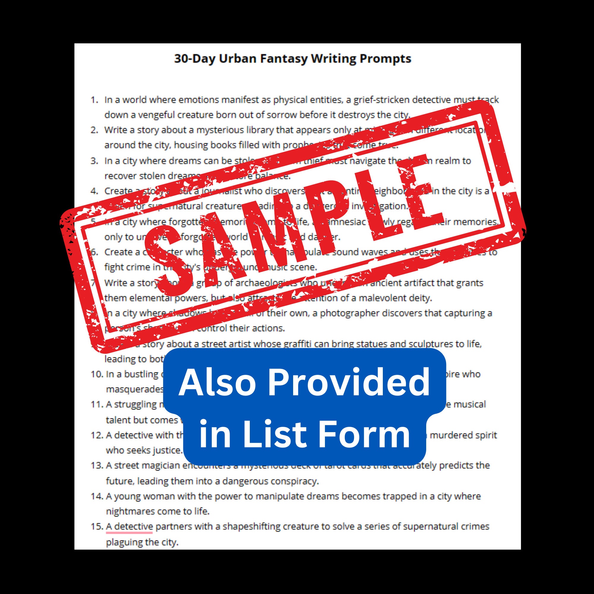 Urban Fantasy Writing Prompts With Pictures (instant Download) - Etsy