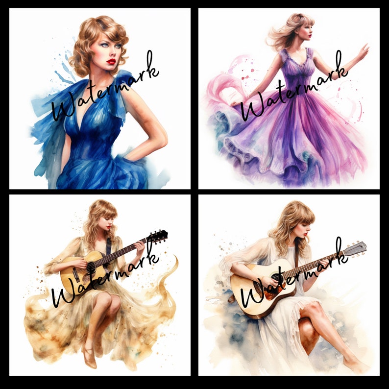 Taylor Swift Watercolor Prints for Cardmaking, Scrapbooking, Digital ...