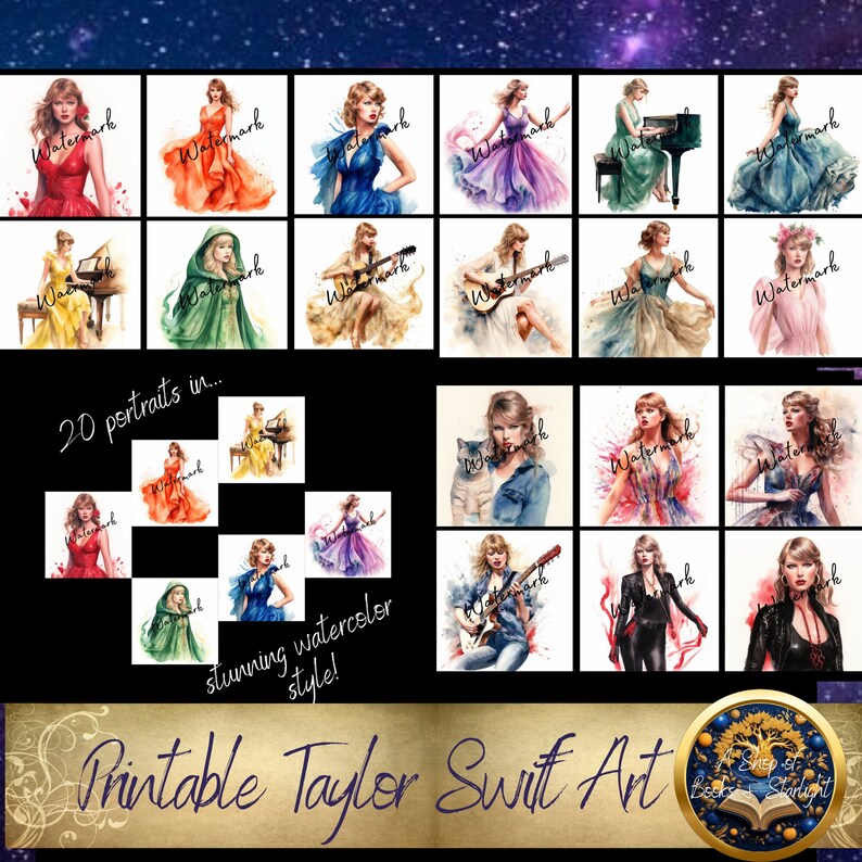 Taylor Swift Watercolor Prints for Cardmaking, Scrapbooking, Digital ...